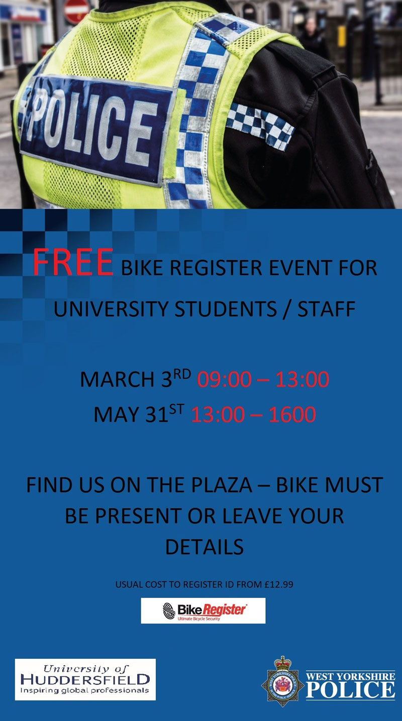 Free Bike Register Event - University of Huddersfield